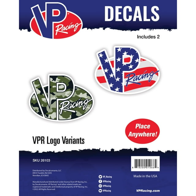 VP Racing Logo Decals - Set of 2 VP Racing Fuels American Flag & Green ...