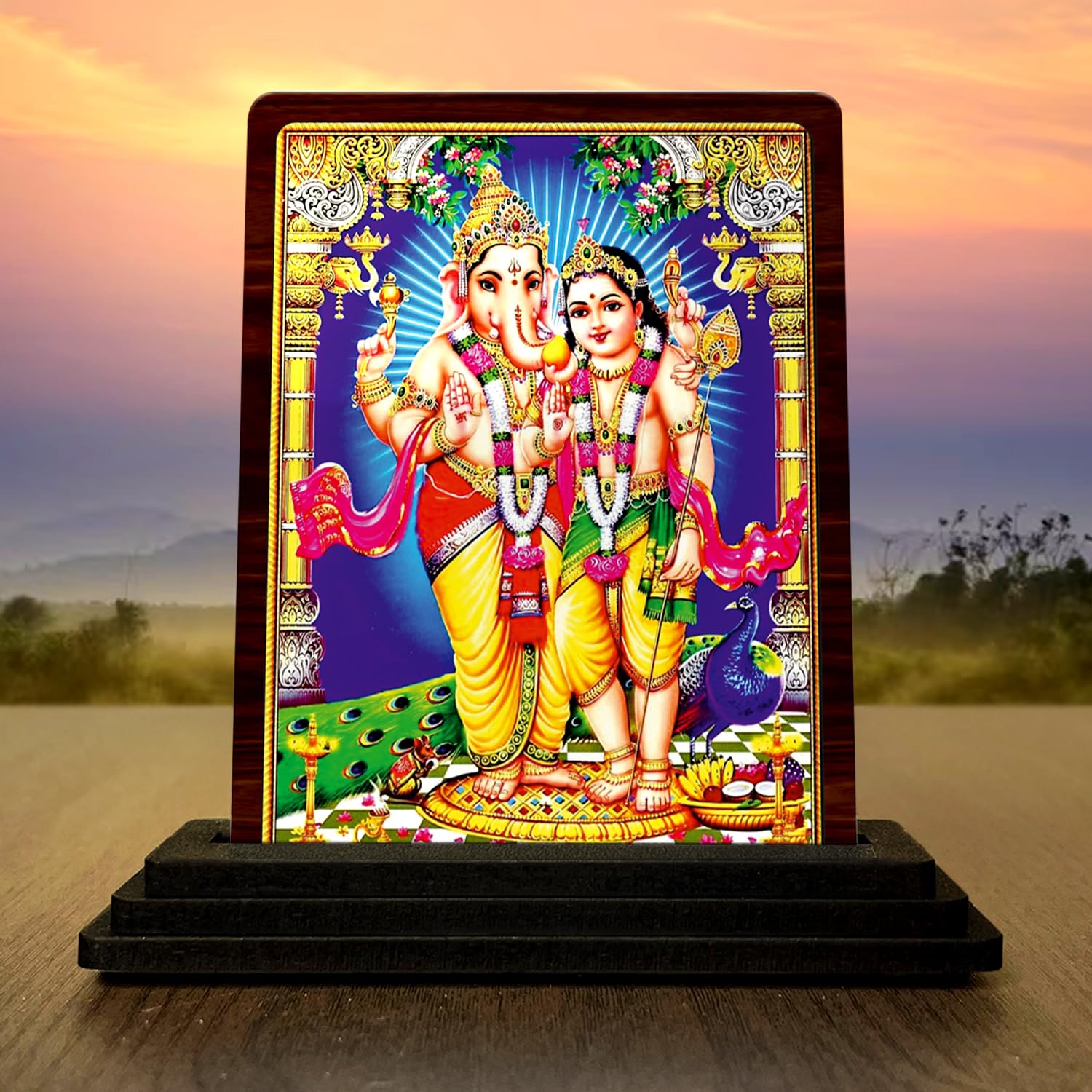 VPRINT QUALITY Ganesh and Murugan Idol WoodenMulticolor 4x5 in Size ...