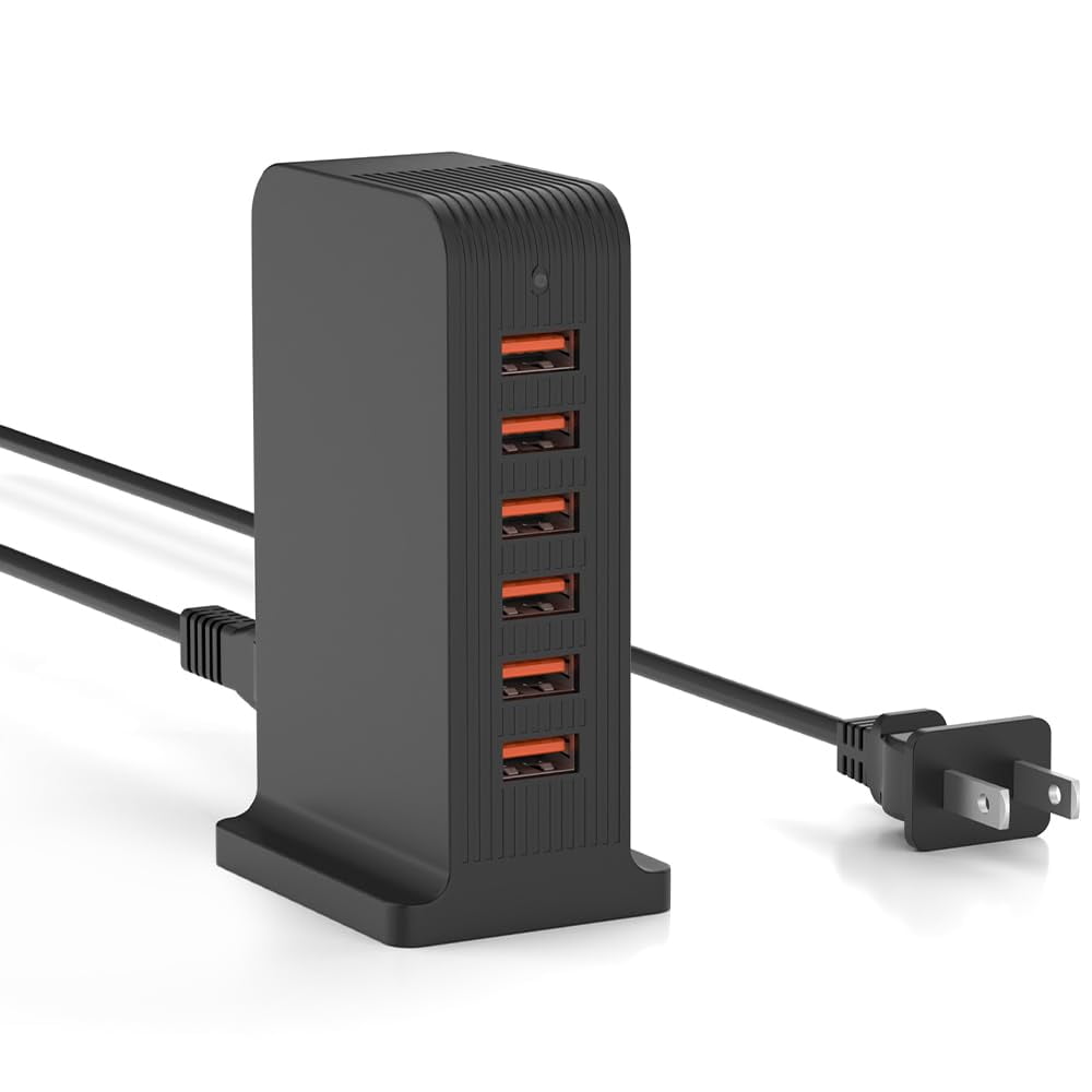 VPSUN USB Charger 6 Port 50W Multi USB Tower Charging Station for ...
