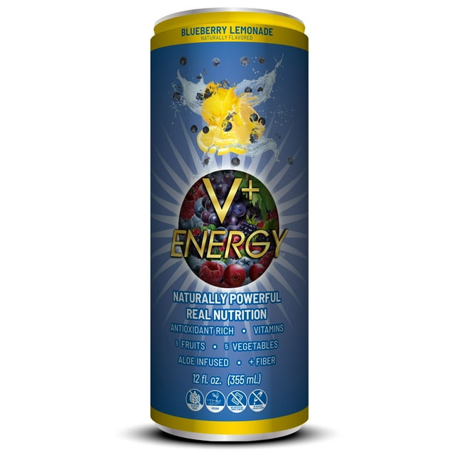 VPlus Energy Blueberry Lemonade Natural Energy Drink, 12 oz 12 pack cans - Walmart.com