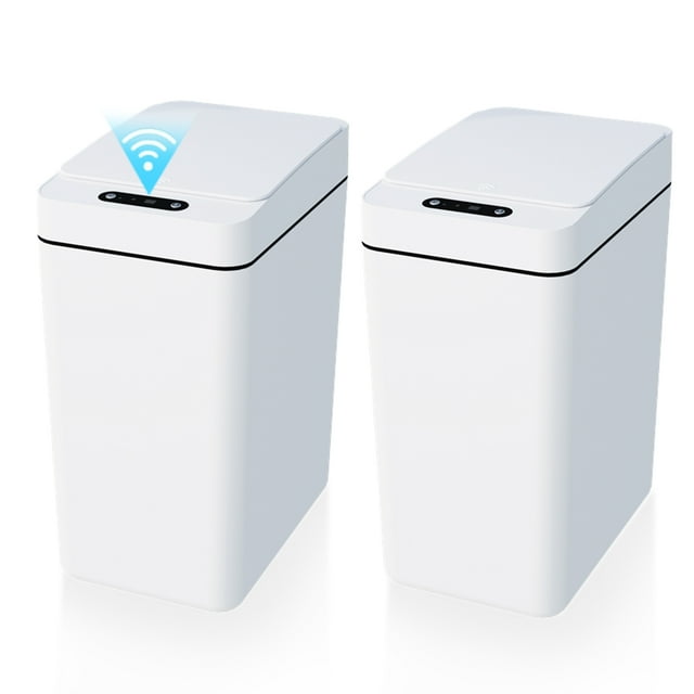 Vqjtcvly 2pack Touchless Bathroom Trash Can 32 Gallon Waterproof Motion Sensor Bin White