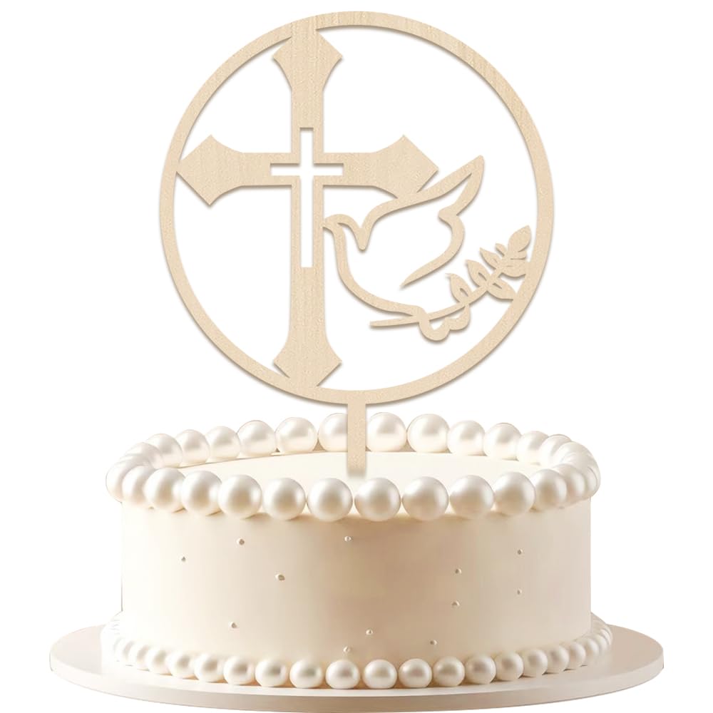 VQOUZVSR wood CrossTRDN Cake Toppers,Baby Shower,First Communion ...