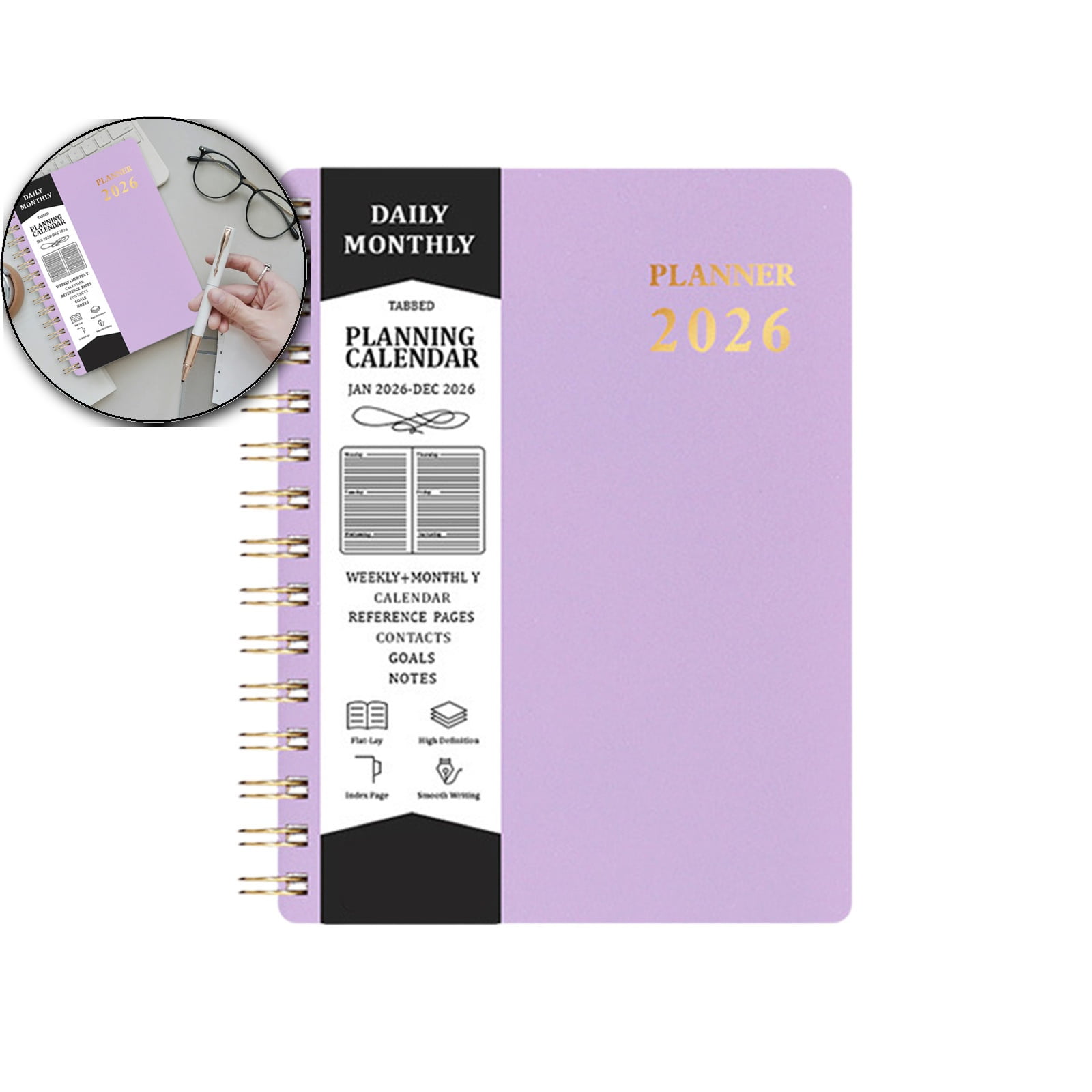 VQPeo 2026 Coil Schedule Book, A5 Planner Diary, Faux Leather Bound ...