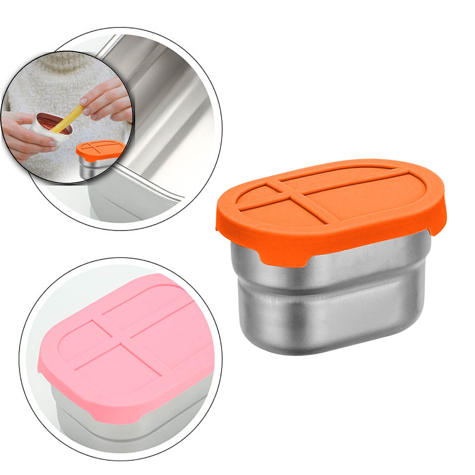 VQPeo 304 Stainless Steel Dipping Dish with Airtight Lid – Food-Grade ...