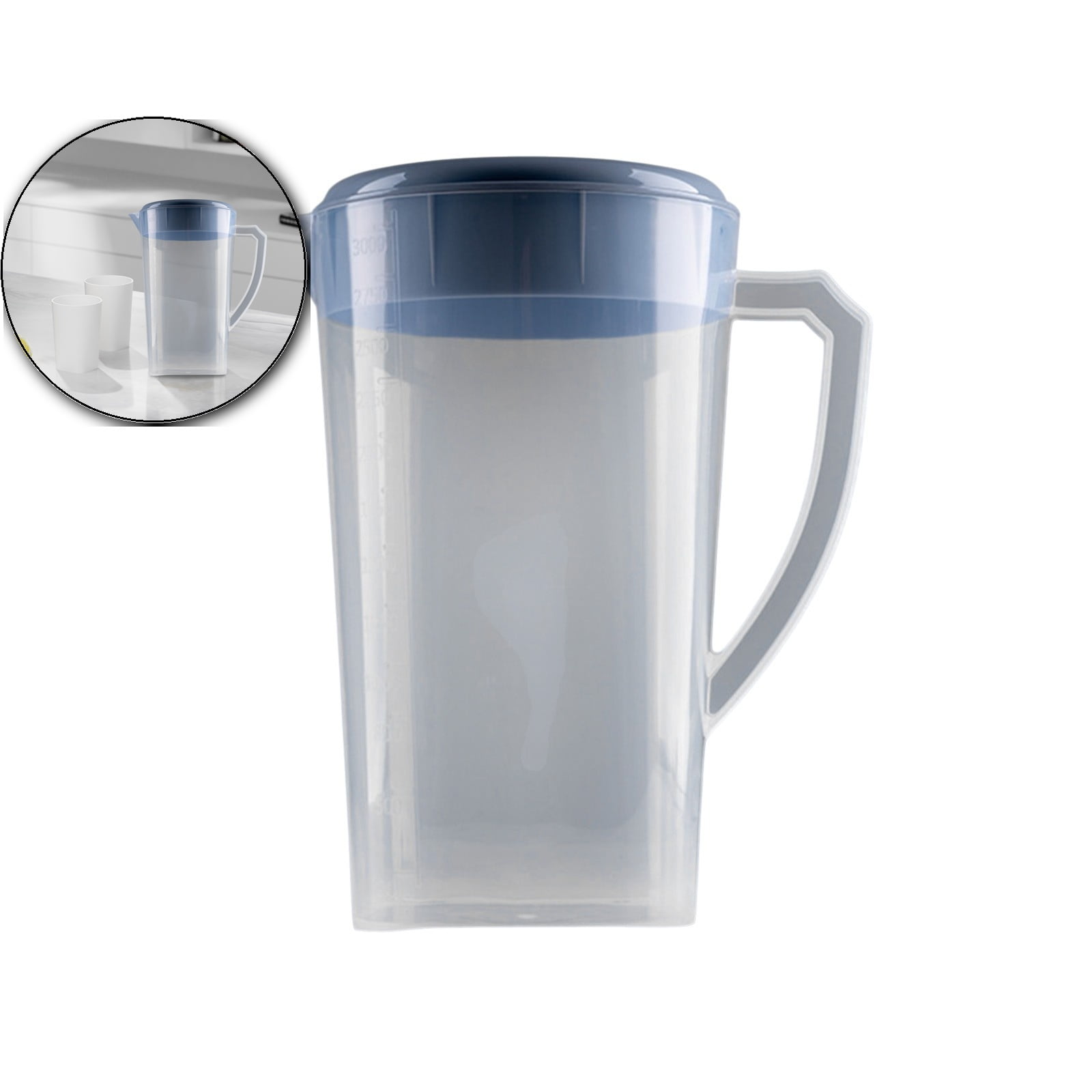 VQPeo 3L Water Pitcher with Lid, Unbreakable Plastic Iced Tea Juice ...