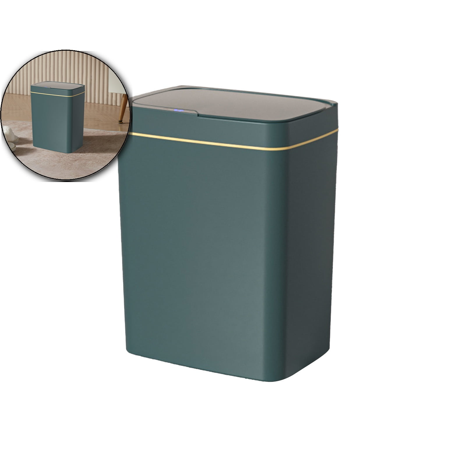 VQPeo 4 Gal Auto-Sensor Trash Can, Silent Close Lid Bin, Waterproof ...