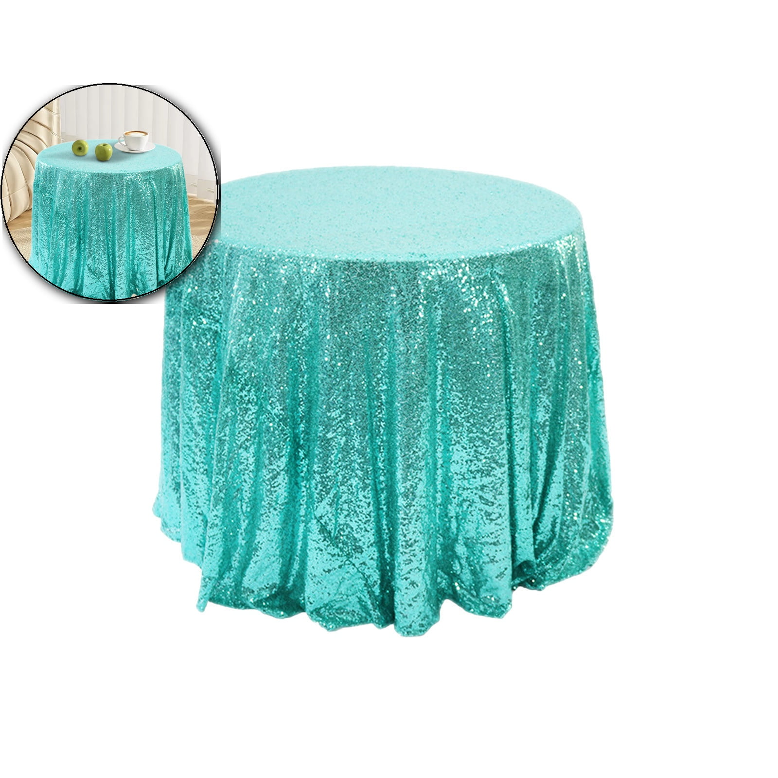 VQPeo 47.2 Inch Round Sequin Tablecloth, Glitter Tablecloth for Bridal ...