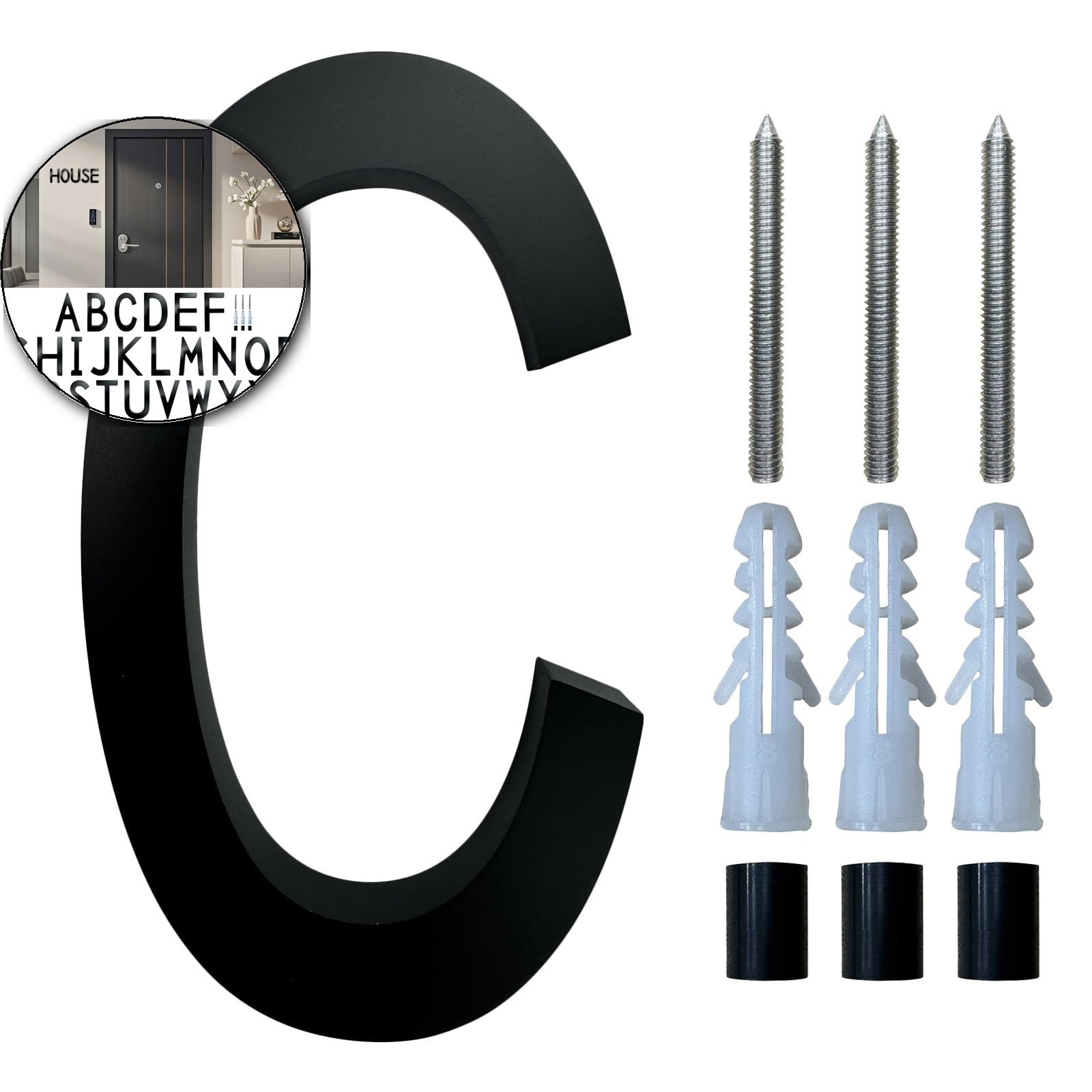 VQPeo 5 Inch Modern Floating House Numbers for Outside, Large Black ...