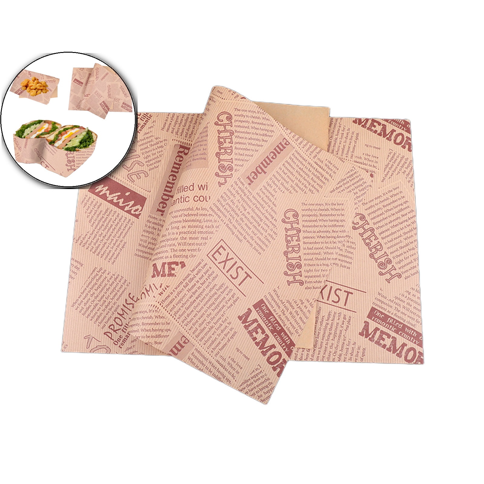 VQPeo 50 Pcs Deli Wax Paper Sheets for Food Basket & Plate Liners 14 x ...