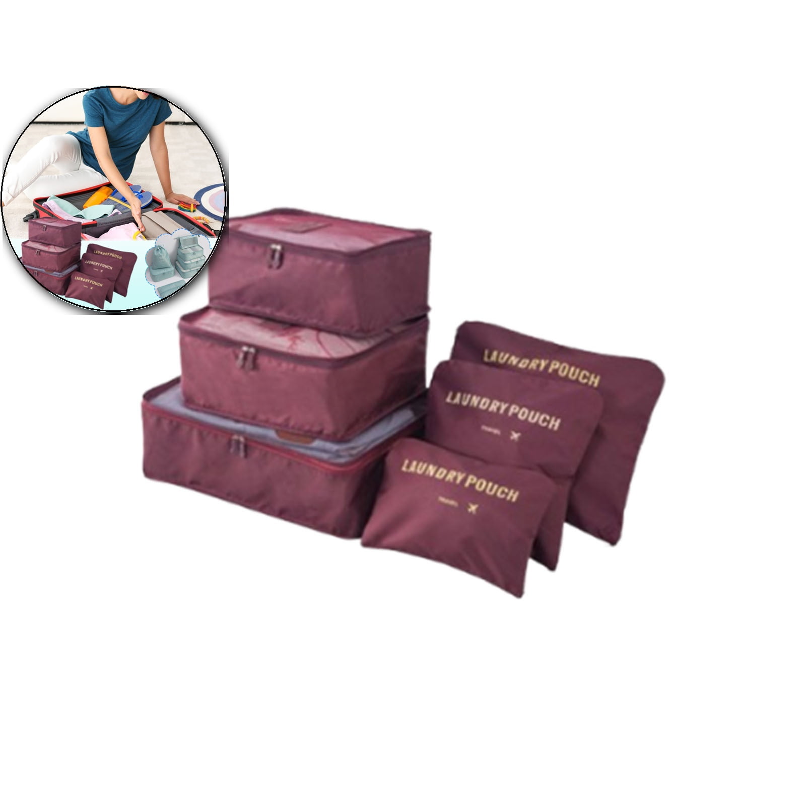 VQPeo 6 Set Packing Cubes for Travel Luggage Packing Bags Reusable ...