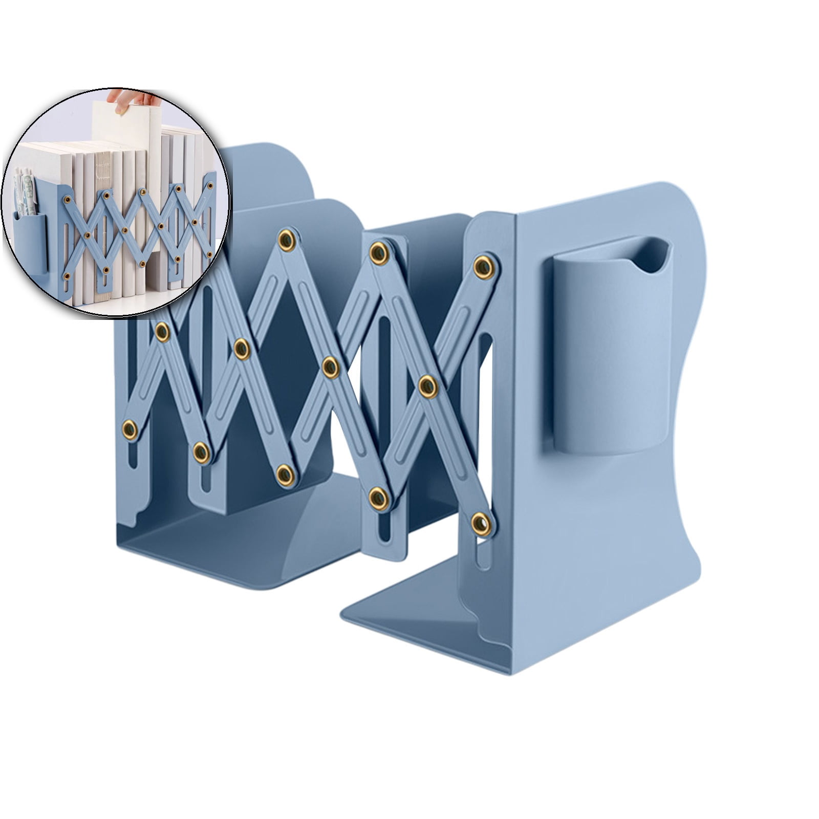 VQPeo Adjustable Expandable Bookends with Pen Holder - Versatile ...