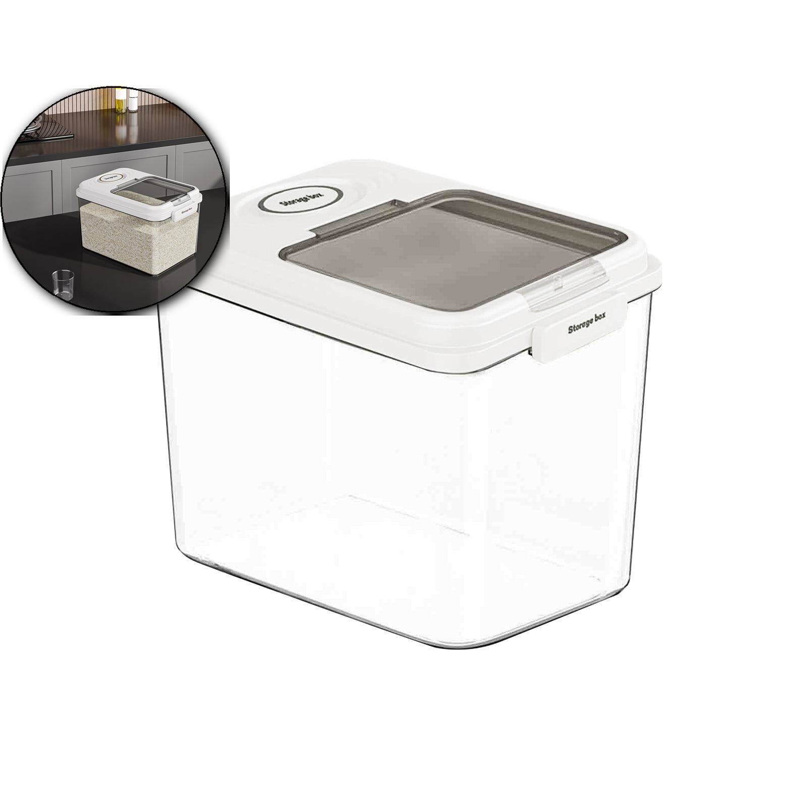 VQPeo Airtight Bin Translucent Dry Food Grain Storage Barrels Sealed ...