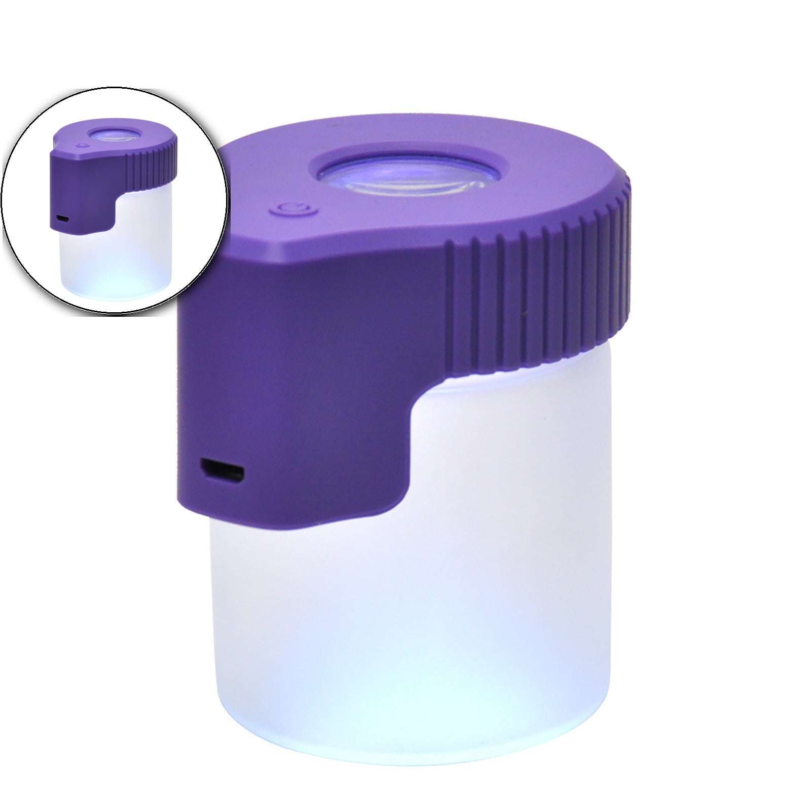 VQPeo Airtight Transparent Glass Storage Jar with Rechargeable LED Lit ...