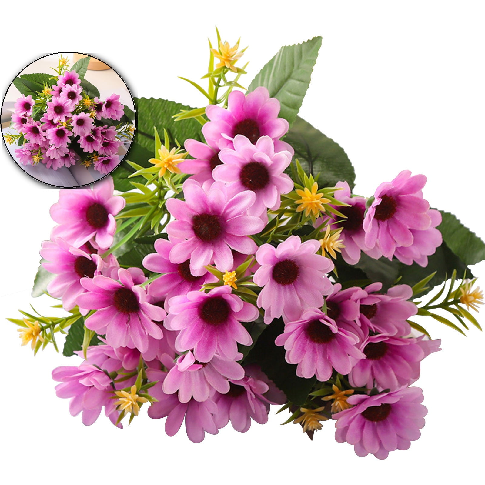 VQPeo Artificial Daisy Silk Realistic Wildflowers Bouquet, Fake Flowers ...