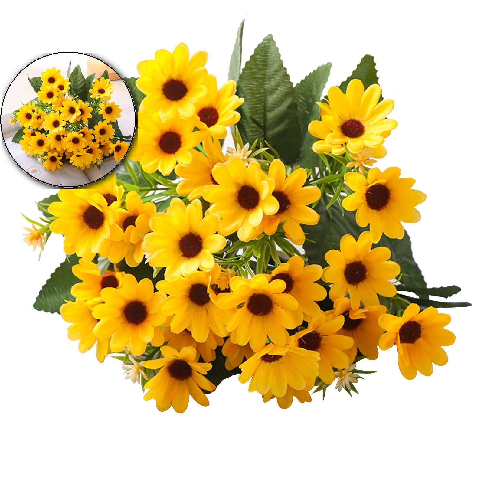 VQPeo Artificial Daisy Silk Realistic Wildflowers Bouquet, Fake Flowers ...