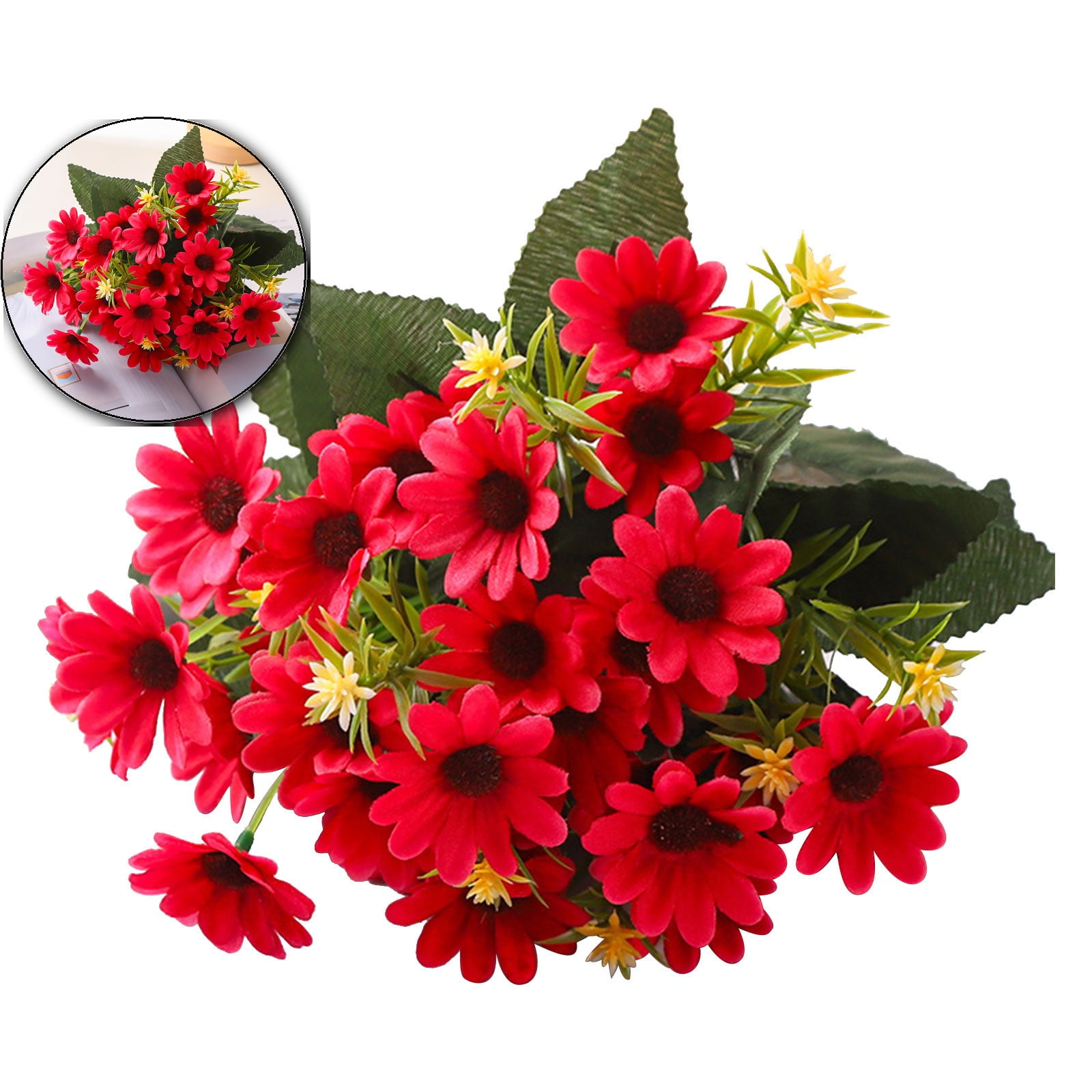 VQPeo Artificial Daisy Silk Realistic Wildflowers Bouquet, Fake Flowers ...