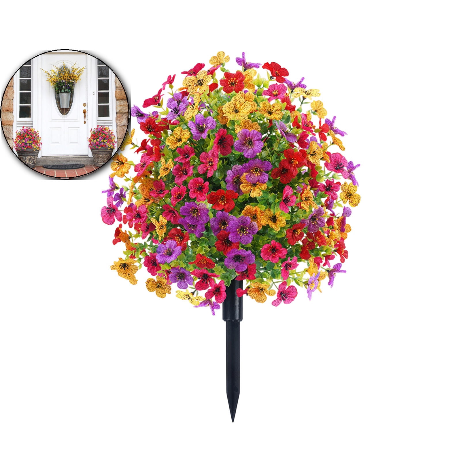 VQPeo Artificial Flower Stake Outdoor Decor - Multi-Color Garden Stakes ...