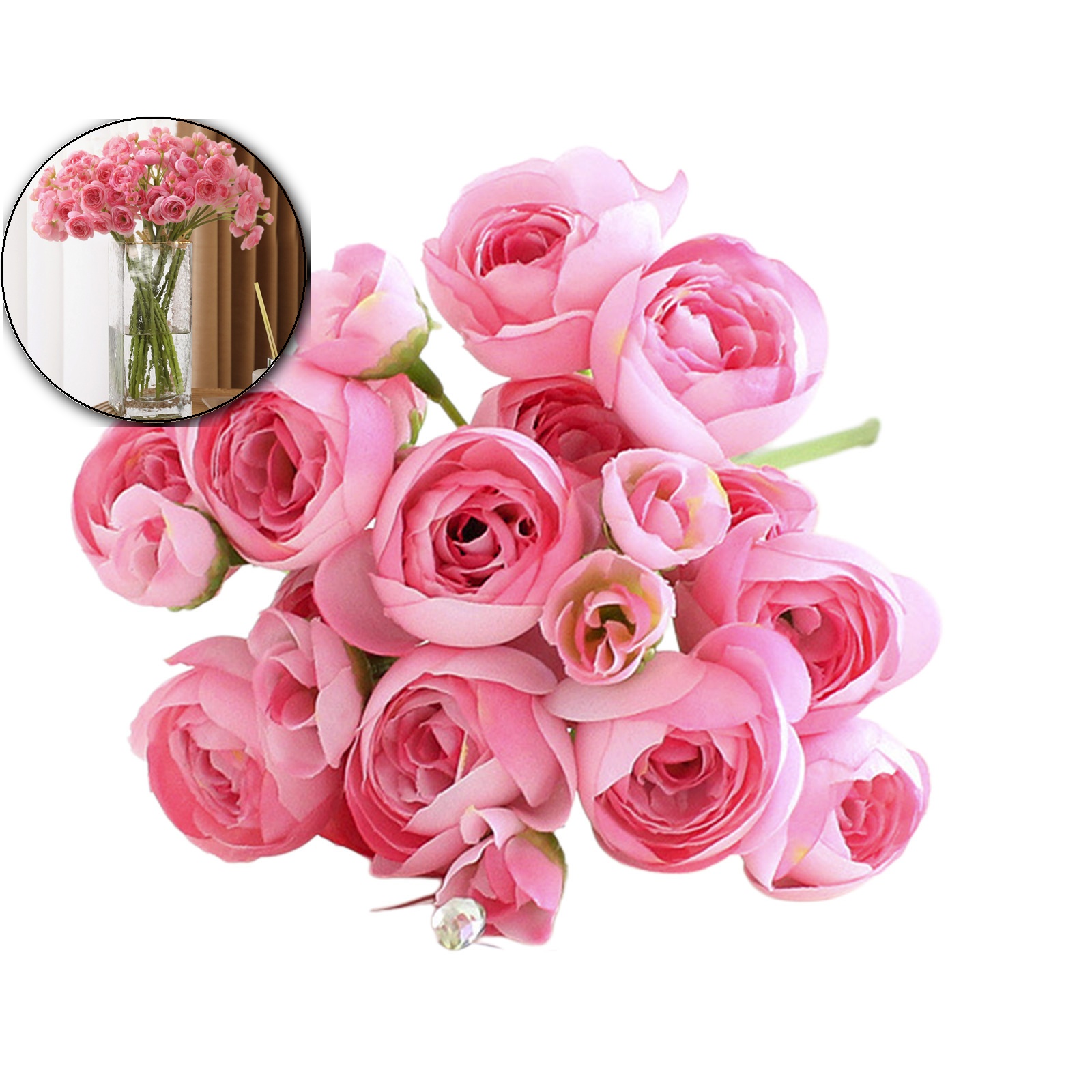 VQPeo Artificial Flowers, Silk Flower Realistic Roses Bouquet Long Stem ...