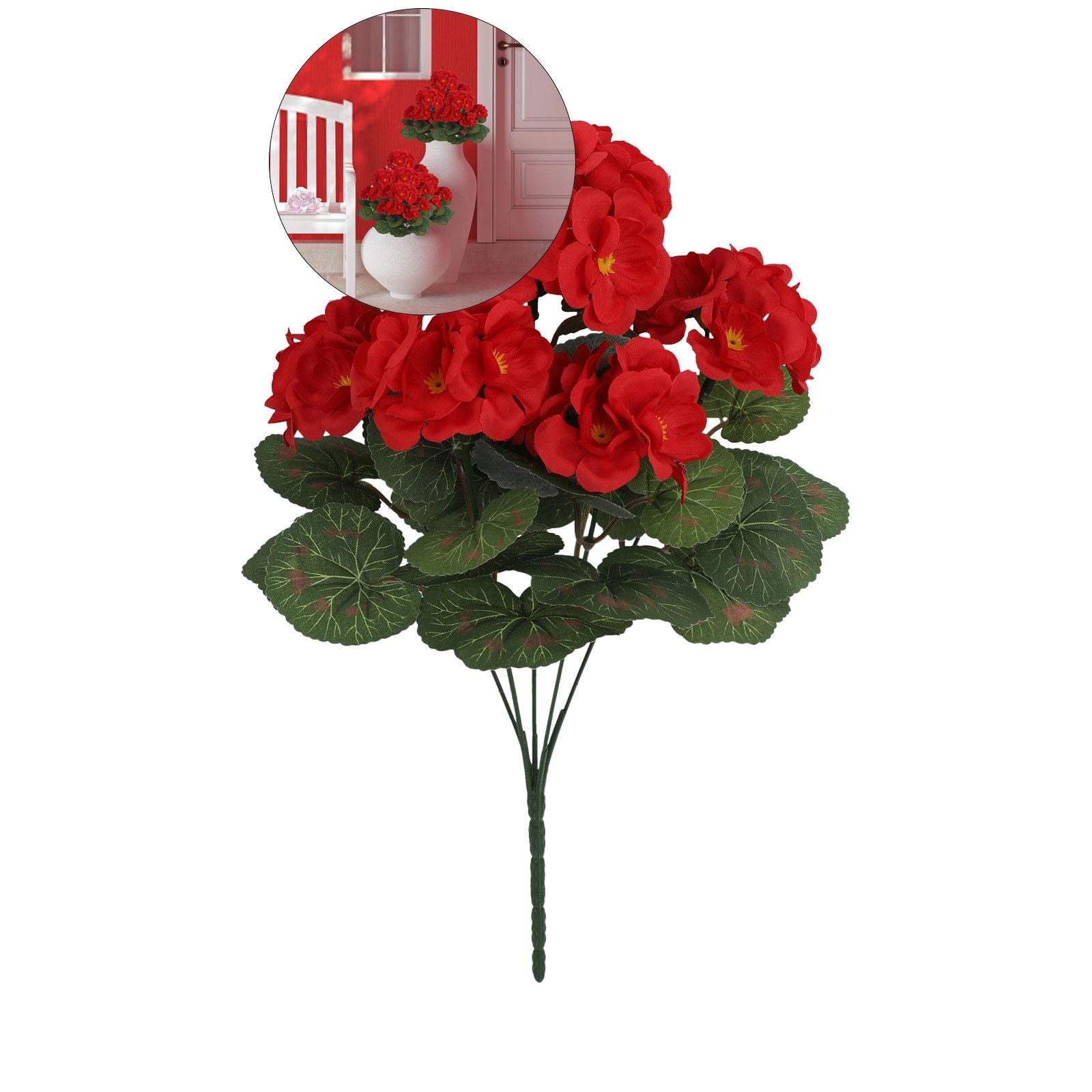 VQPeo Artificial Geraniums Flowers Silk Geranium Bushes Faux Plants for ...