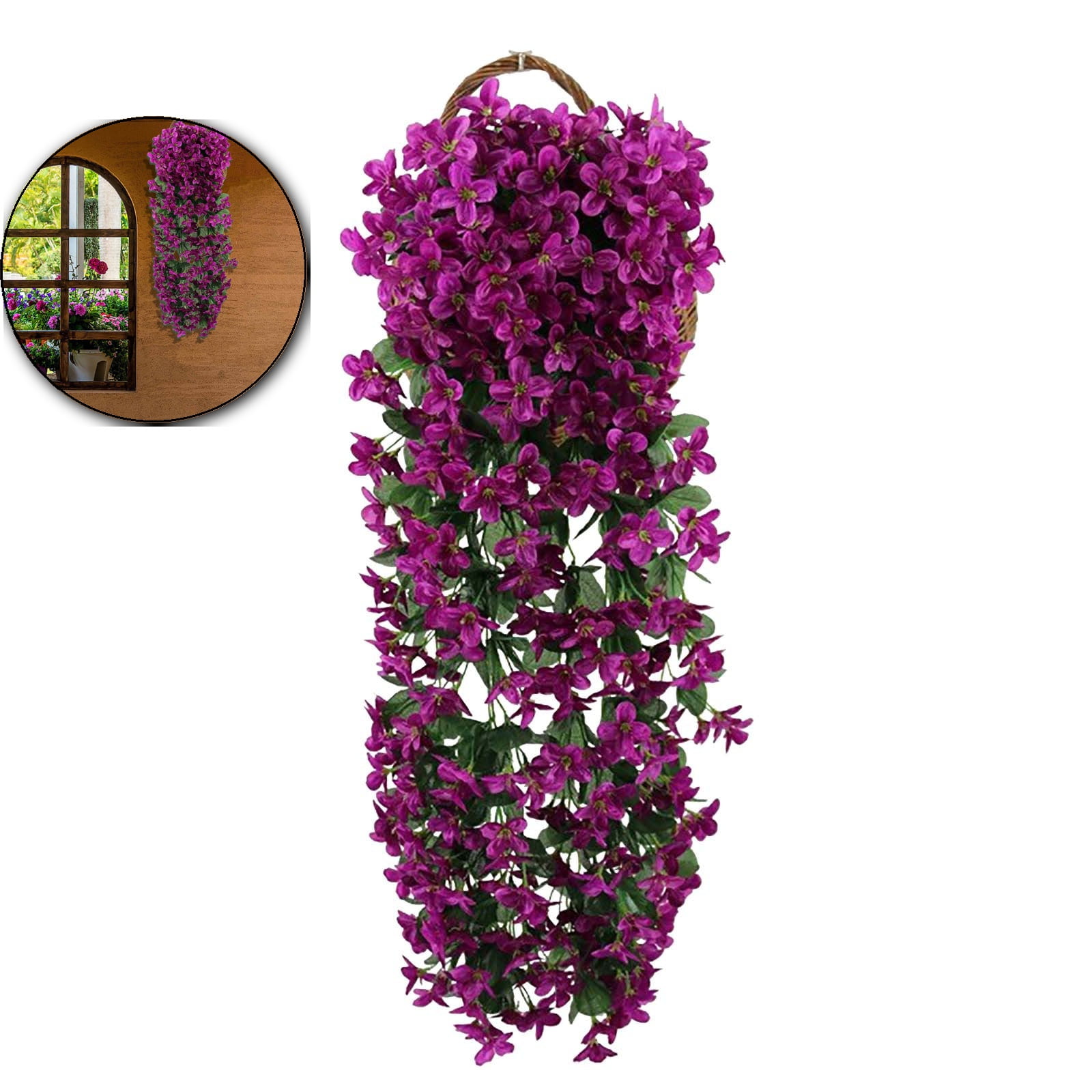 VQPeo Artificial Violet Garland - Rattan Silk Flowers, Realistic ...