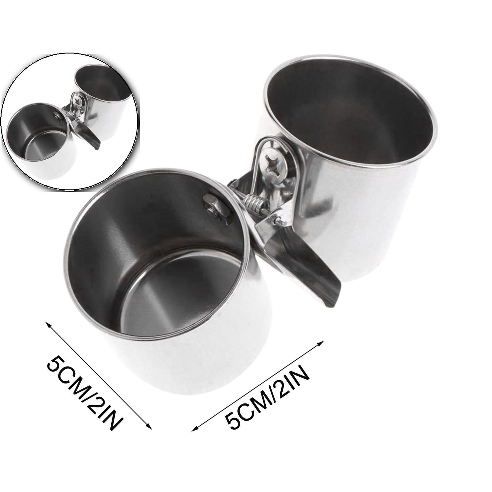 VQPeo Bird Feeding Double Cups Stainless Steel Food Water Bowls with ...