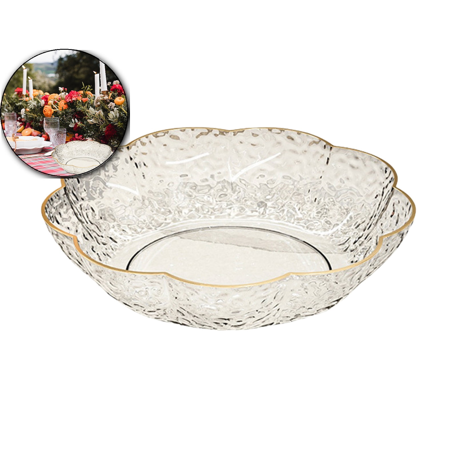 VQPeo Clear Plastic Serving Bowls, Salad Mixing Bowl, 9.6 Inch Round ...