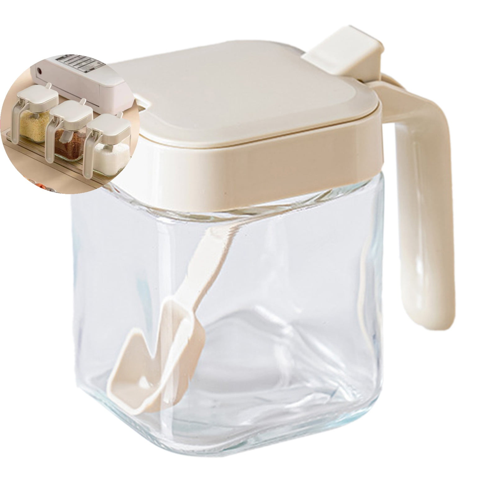 VQPeo Condiment Jar Spice Container with Lids and Spoons, Kitchen Spice ...