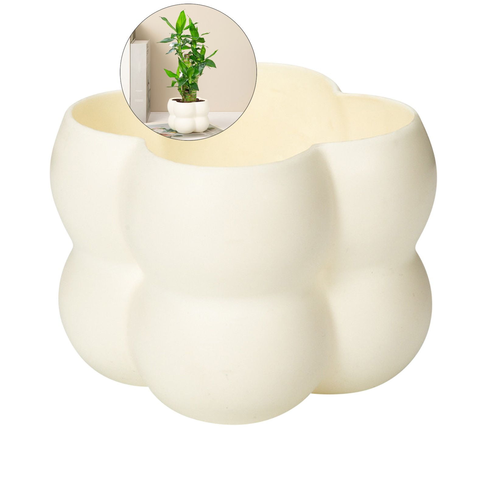 VQPeo Cylindrical Planters, Indoor Textured Flower Pots with Drainage ...