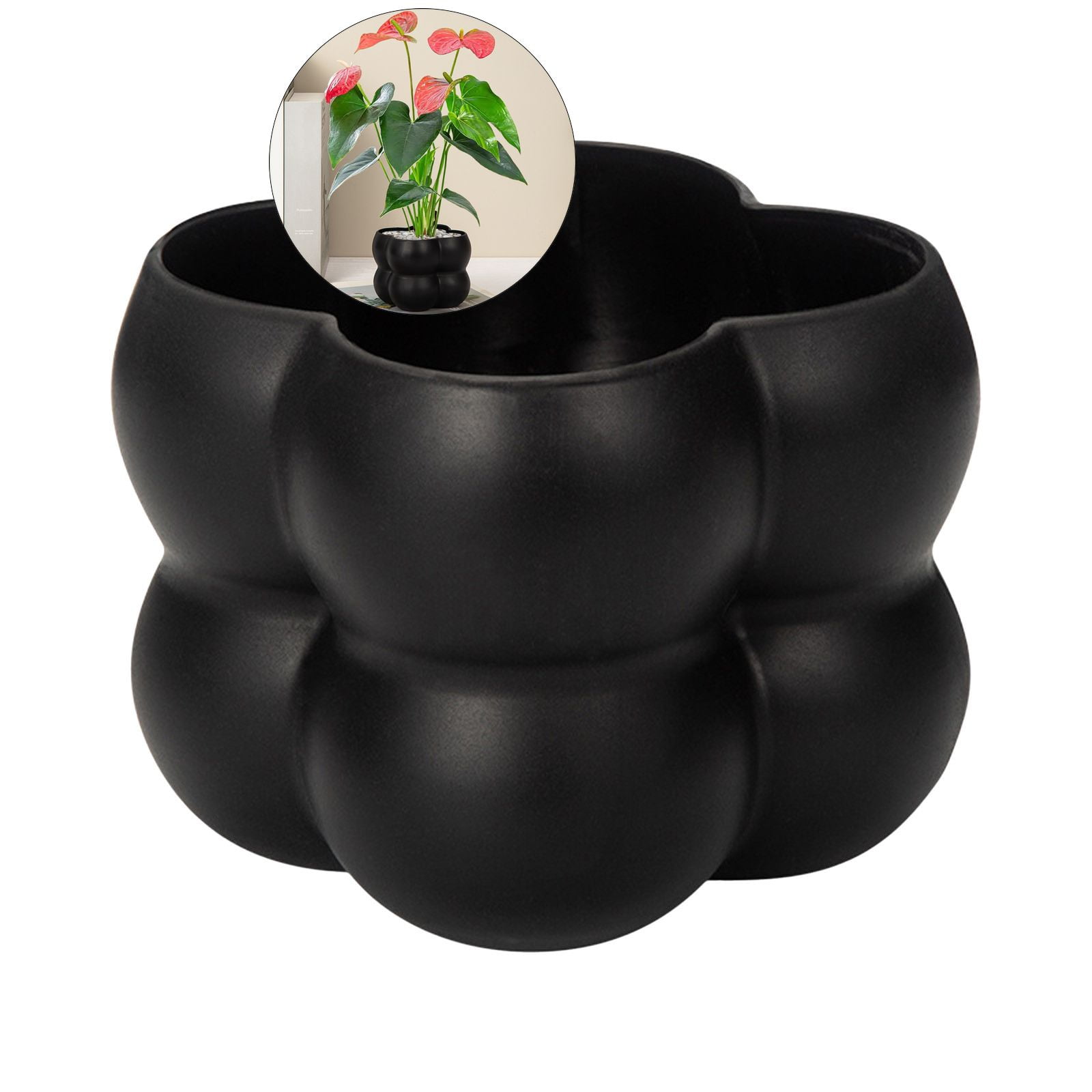 VQPeo Cylindrical Planters, Indoor Textured Flower Pots with Drainage ...