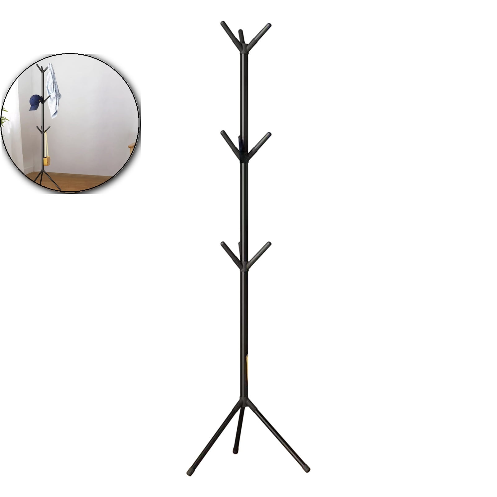 VQPeo Durable Wooden Coat Rack, Freestanding Coat Rack with Stable ...