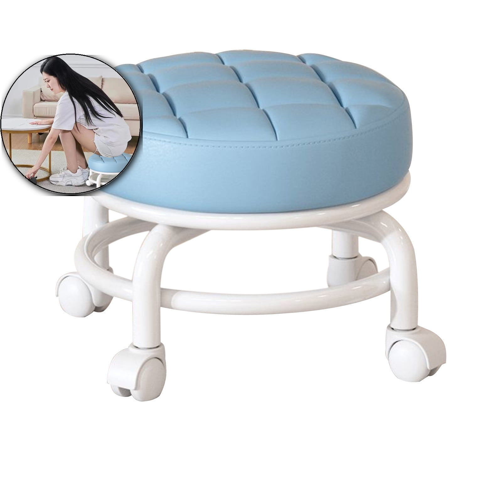 VQPeo Ergonomic Rolling Stool with Wheels, Wheeled Low Stool - Perfect ...