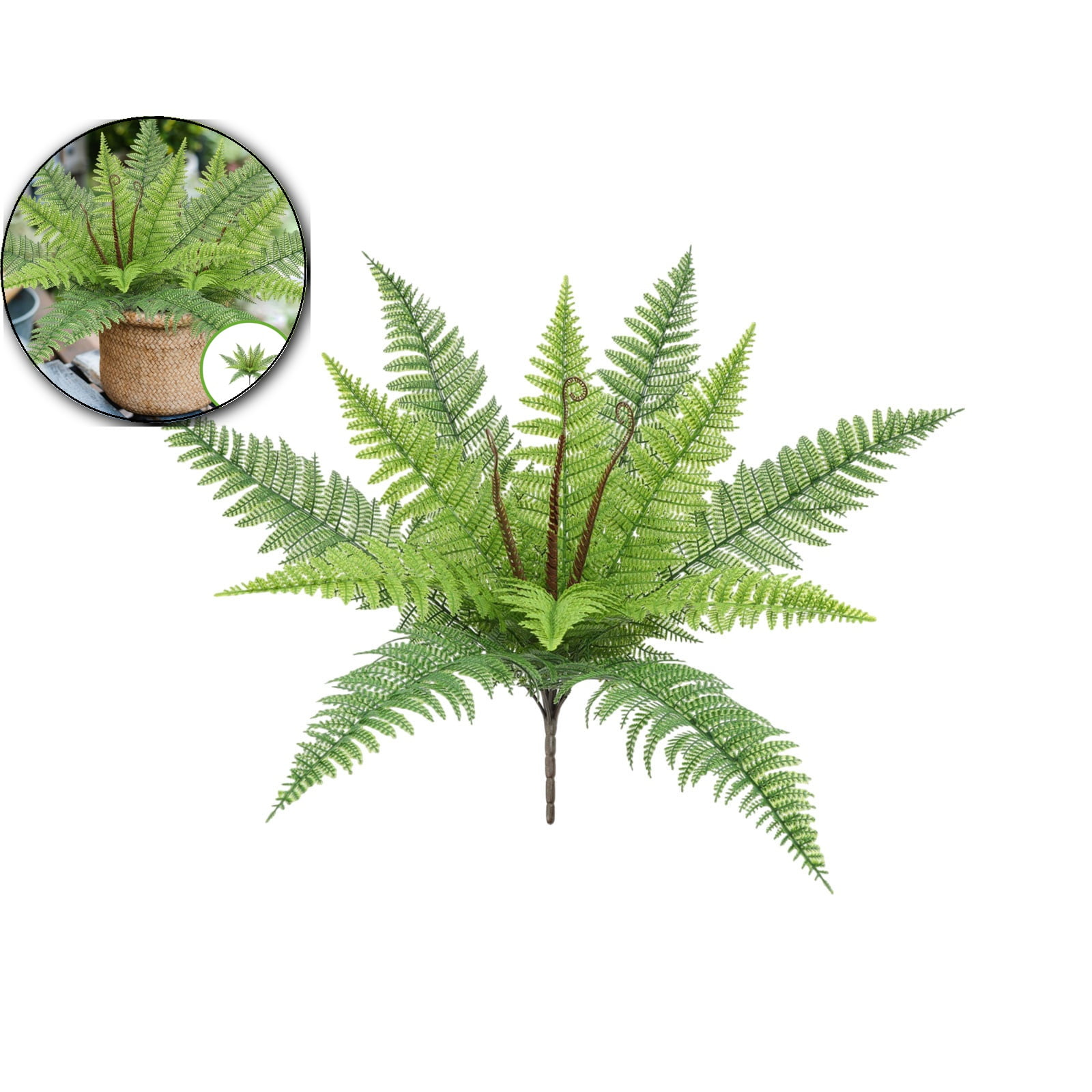 VQPeo Ferns Artificial Plant Flower Outdoor Fake Fern Bushes UV ...