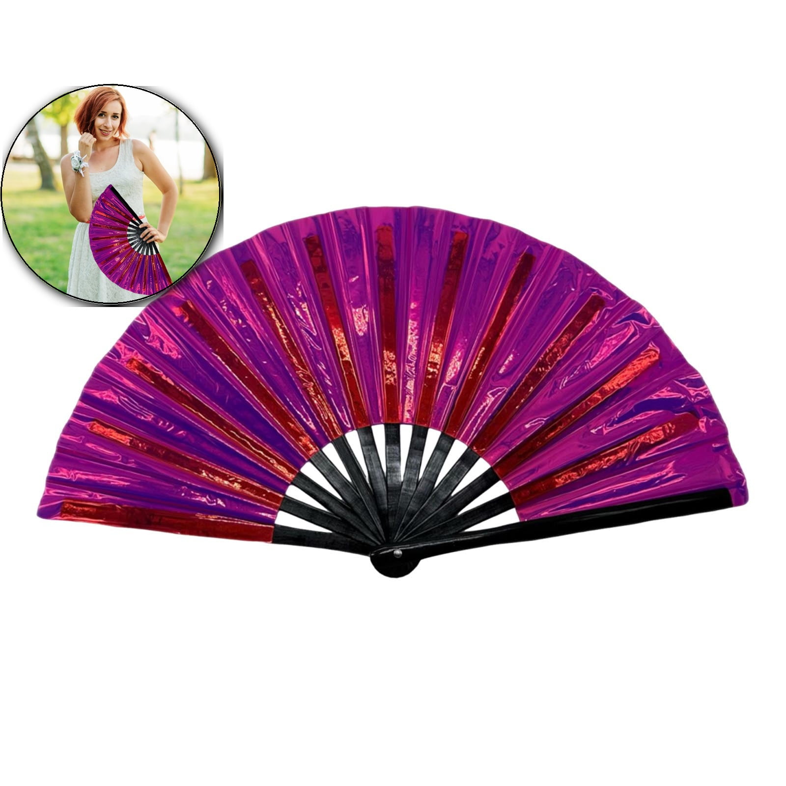 VQPeo Foldable Hand Fan for Line Dancing - Large Clap Fans, Easy Grip ...