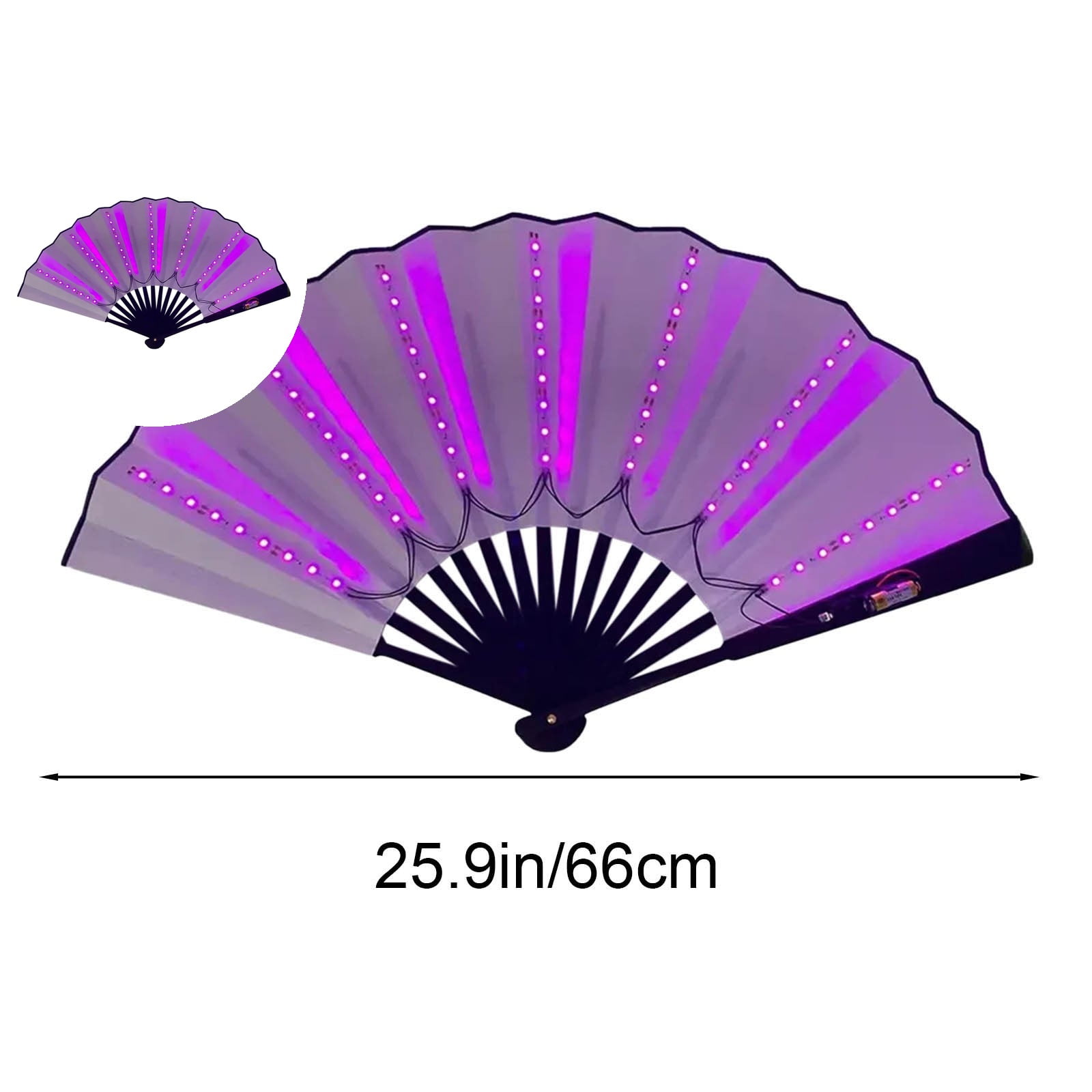 VQPeo LED Glowing Hand Held Folding Fan Stage Performance Show Light Up ...