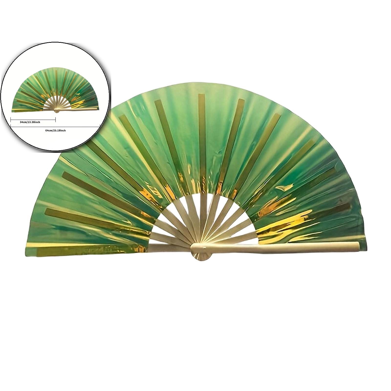 VQPeo Large Glitter Holographic Rave Hand Fan, Folding Festival Clack ...