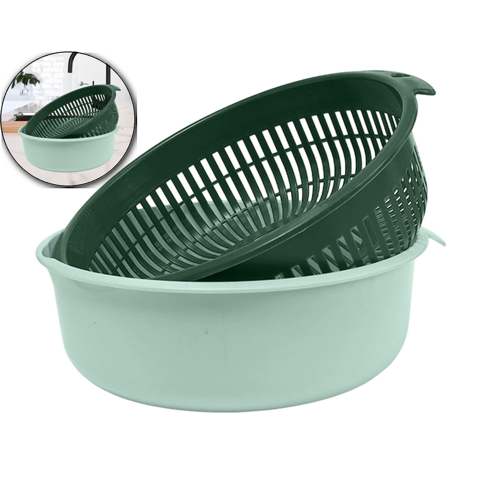 VQPeo Large Plastic Drain Basket for Sink – Double Drainage Vegetable ...