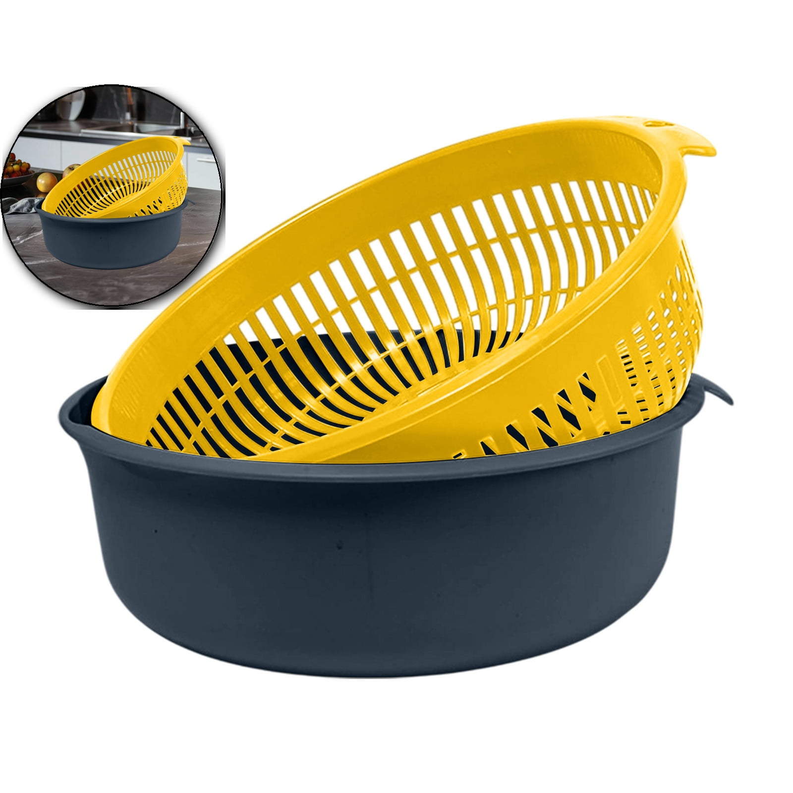 VQPeo Large Plastic Drain Basket for Sink – Double Drainage Vegetable ...