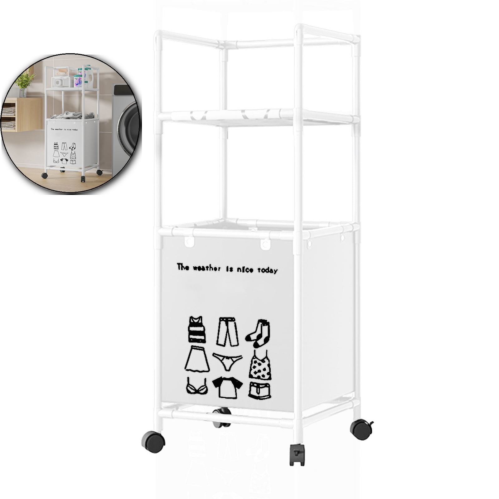 VQPeo Laundry Hamper, Laundry Basket, 2 Tier Laundry Sorter with 4 ...