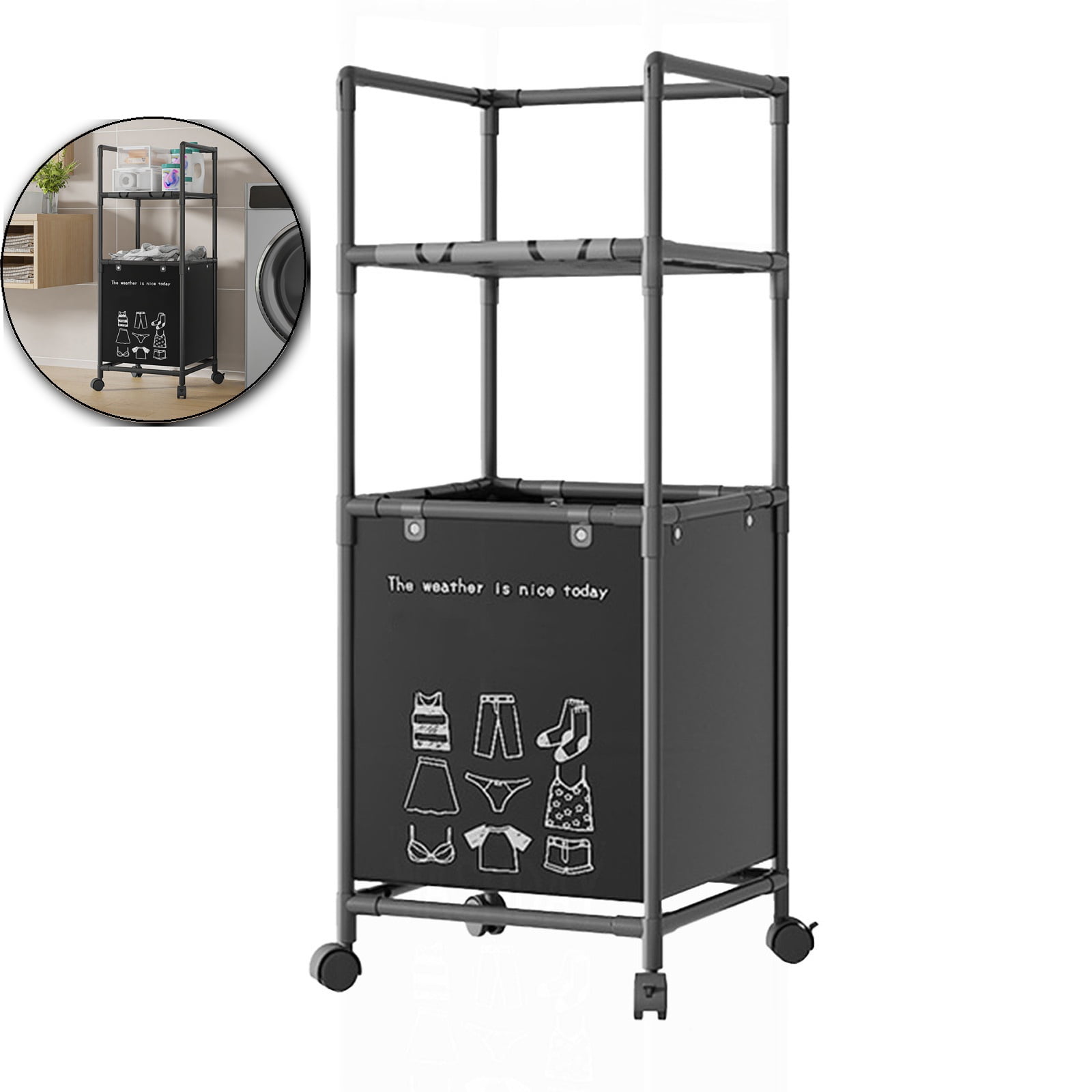 VQPeo Laundry Hamper, Laundry Basket, 2 Tier Laundry Sorter with 4 ...