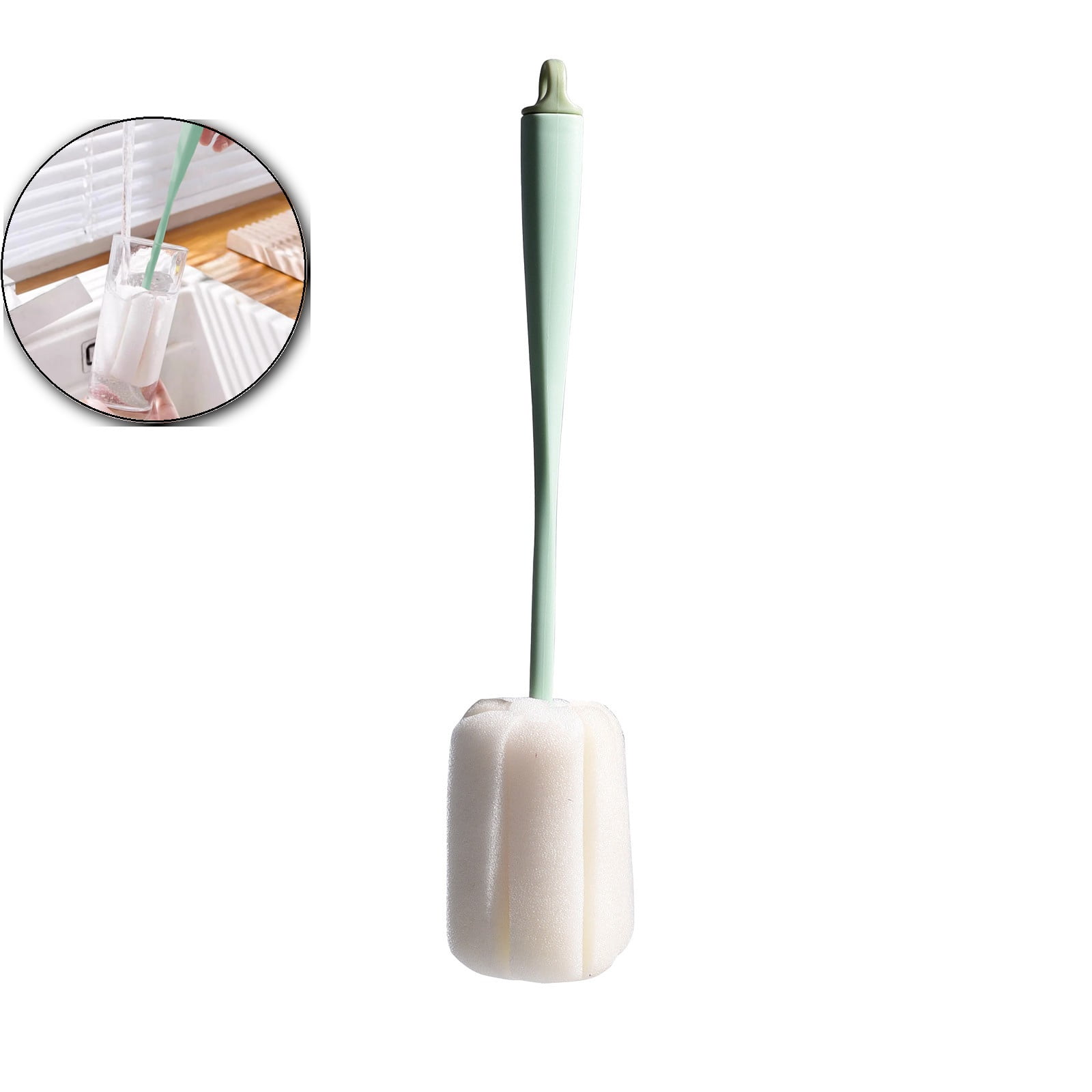 VQPeo Long Handle Cleaning Brush, Spongy Head Suspensible Flexible ...