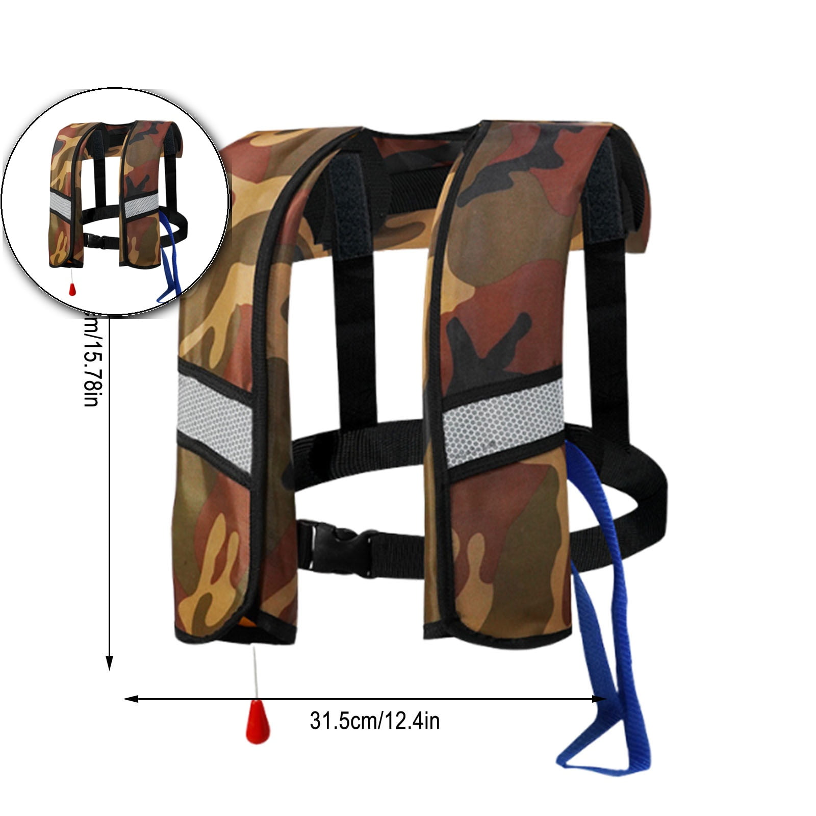 VQPeo Manual Inflatable Life Vest for Adults - High Visibility Fishing ...