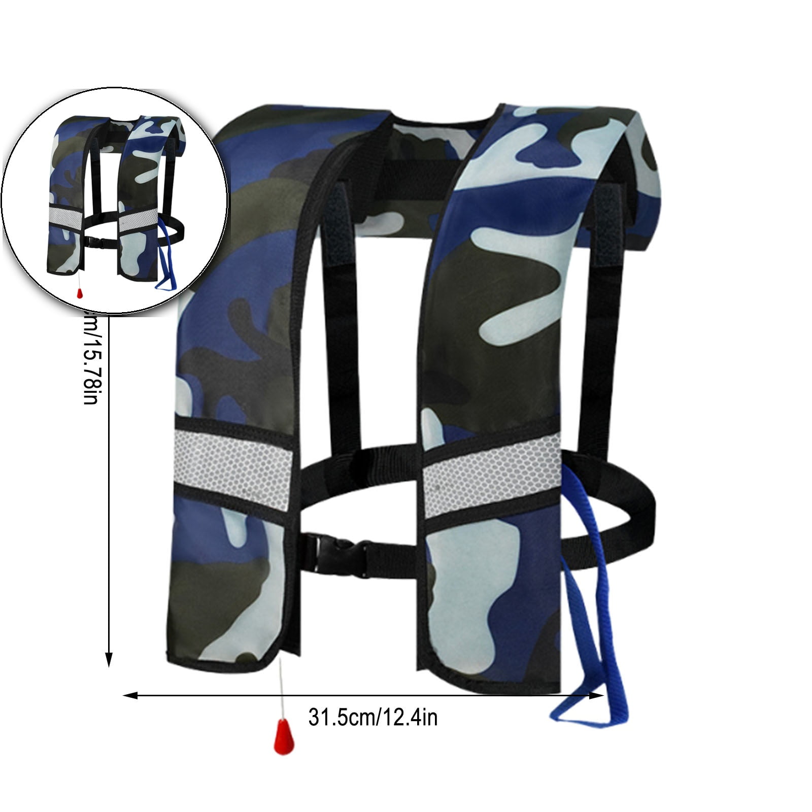 VQPeo Manual Inflatable Life Vest for Adults - High Visibility Fishing ...