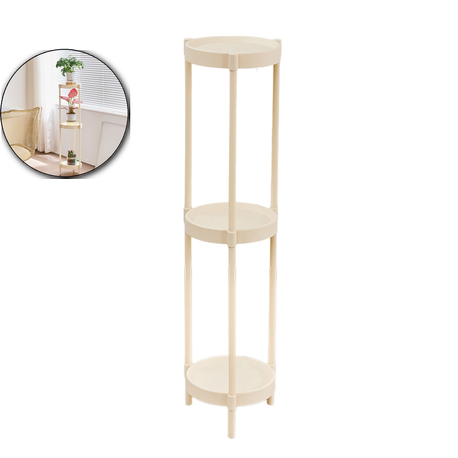 VQPeo Modern Plastic Side Table, Compact Round Corner Coffee Table, Two ...