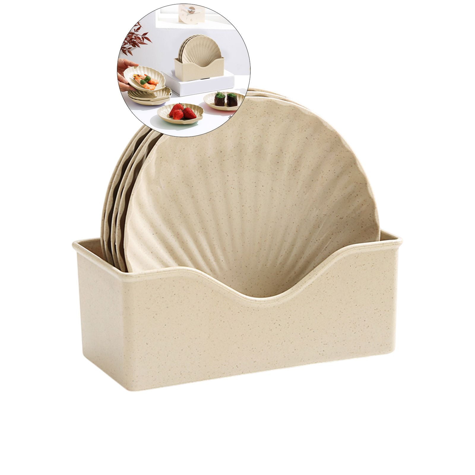 VQPeo Multipurpose Plastic Plates Set, 5 Pcs Dining Tableware with ...