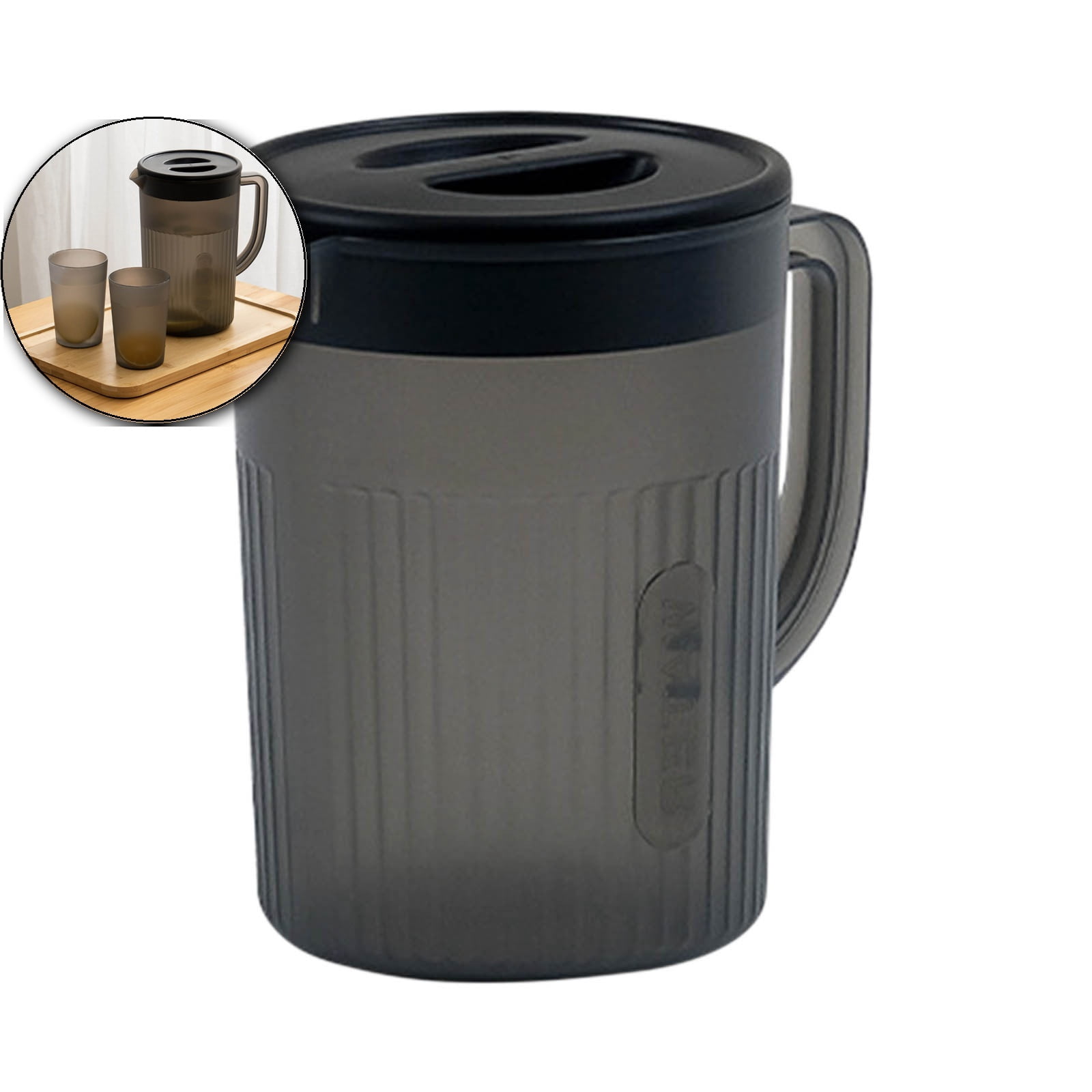 VQPeo Plastic Pitcher with Lid, Perfect for Mixing Hot/Cold Beverages ...