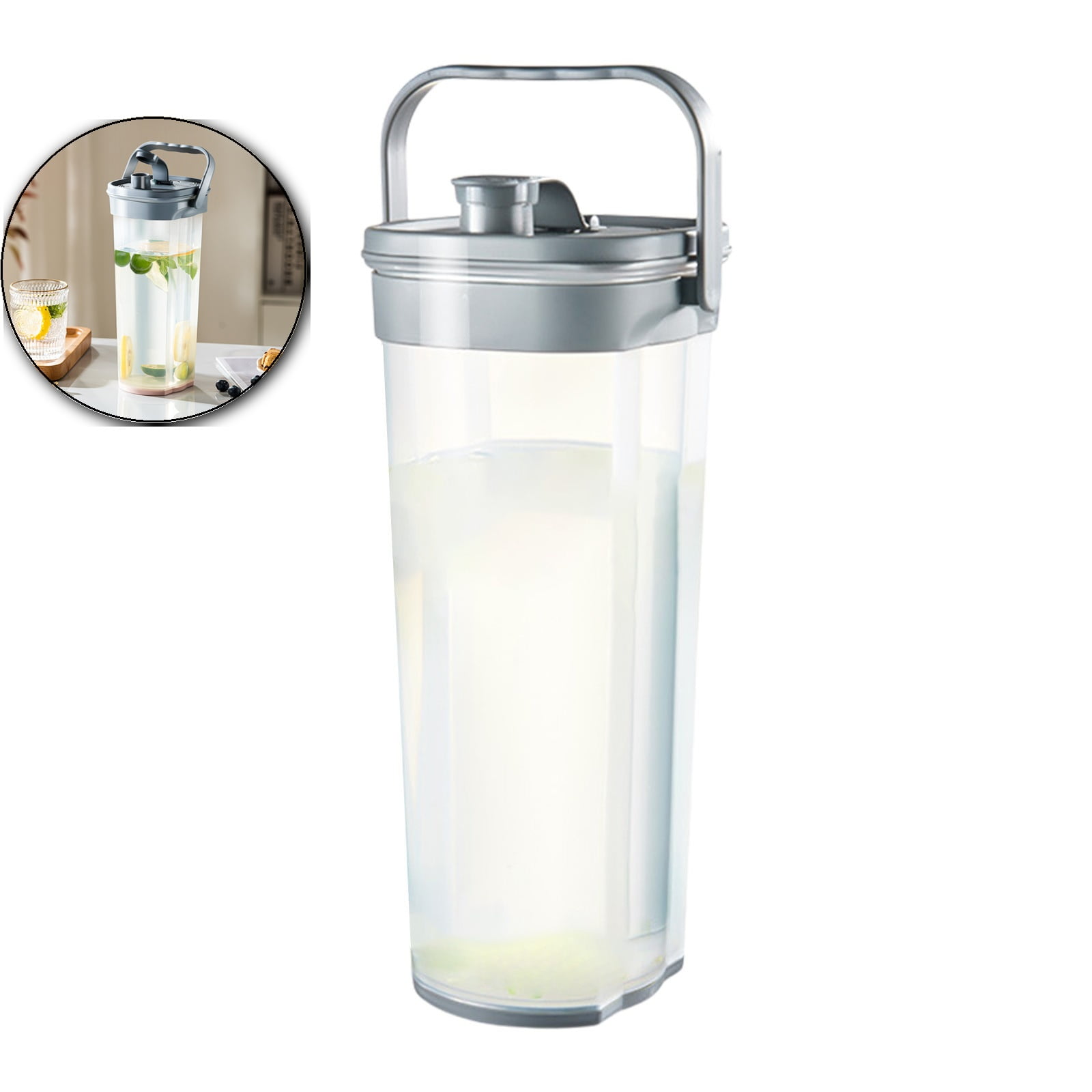 VQPeo Plastic Water Pitcher with Flip Top Spout Lid, Clear Slim Water ...