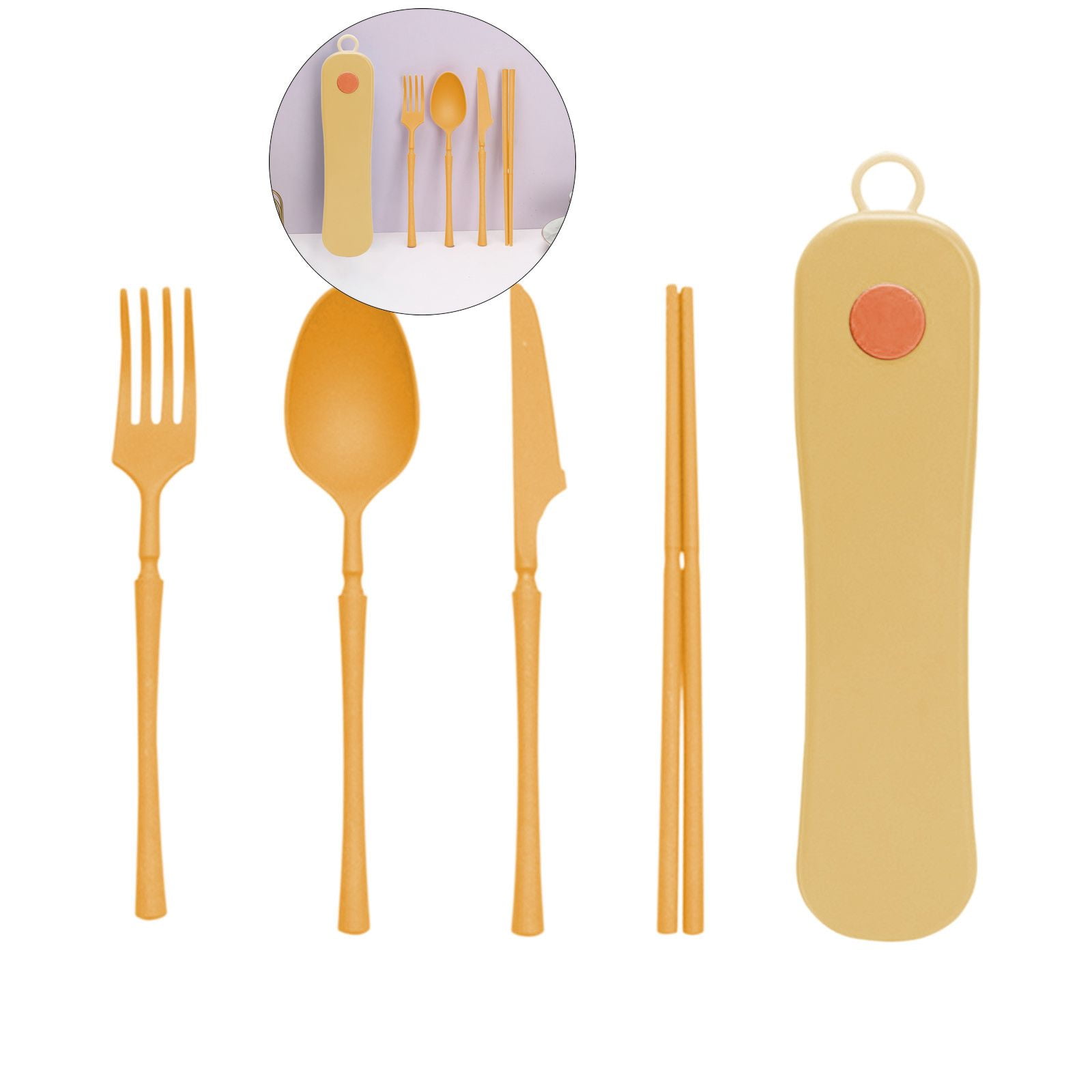 VQPeo Portable Travel Utensils Set with Case, Reusable Fork and Spoon ...