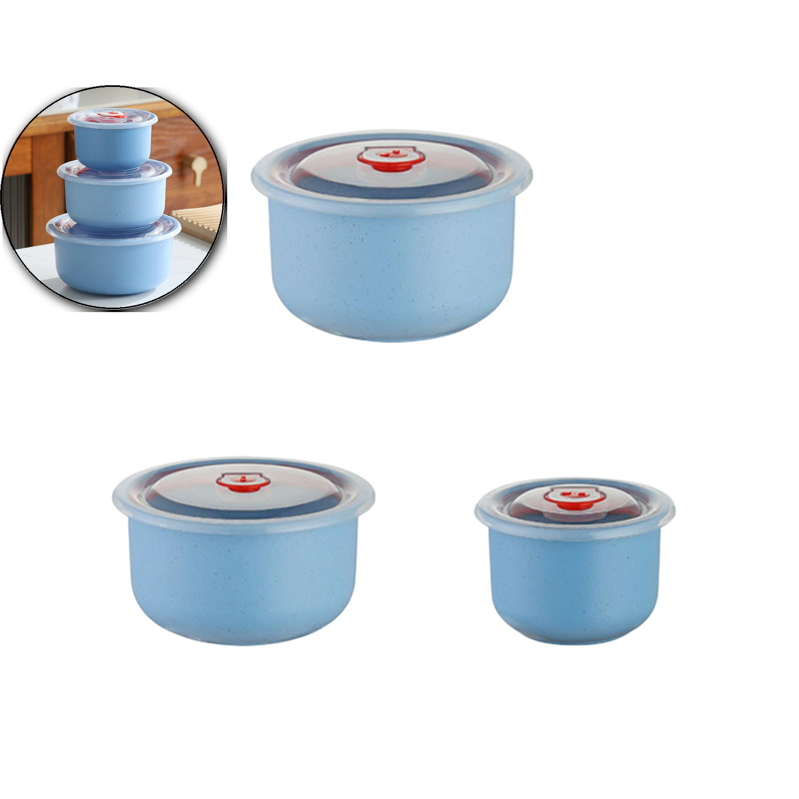 VQPeo Set of 3 Plastic Prep Bowls with Lids, Microwave & Dishwasher ...