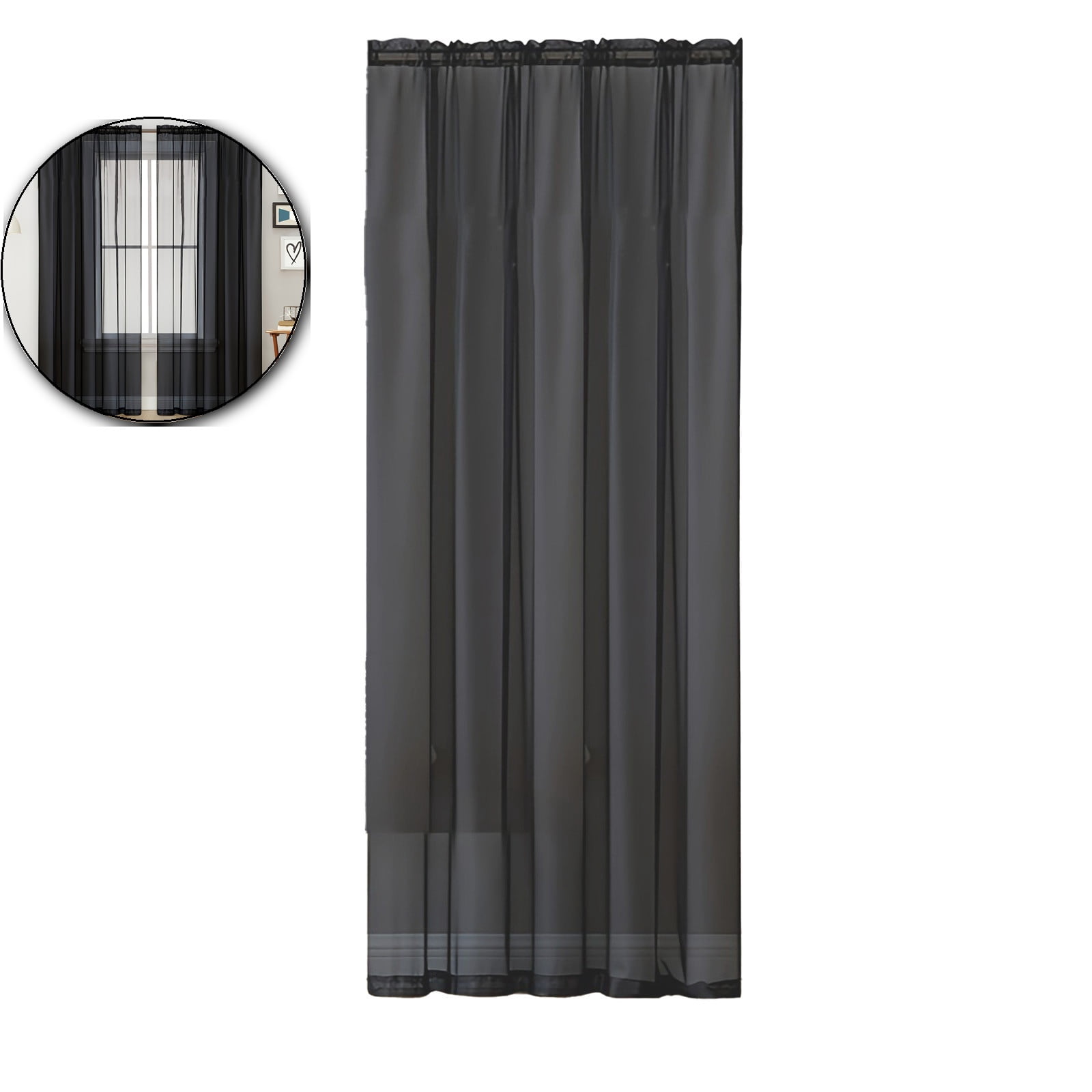 VQPeo Sheer Gauze Curtain Panel (39.4x98.4in) - Semi-Transparent Voile ...