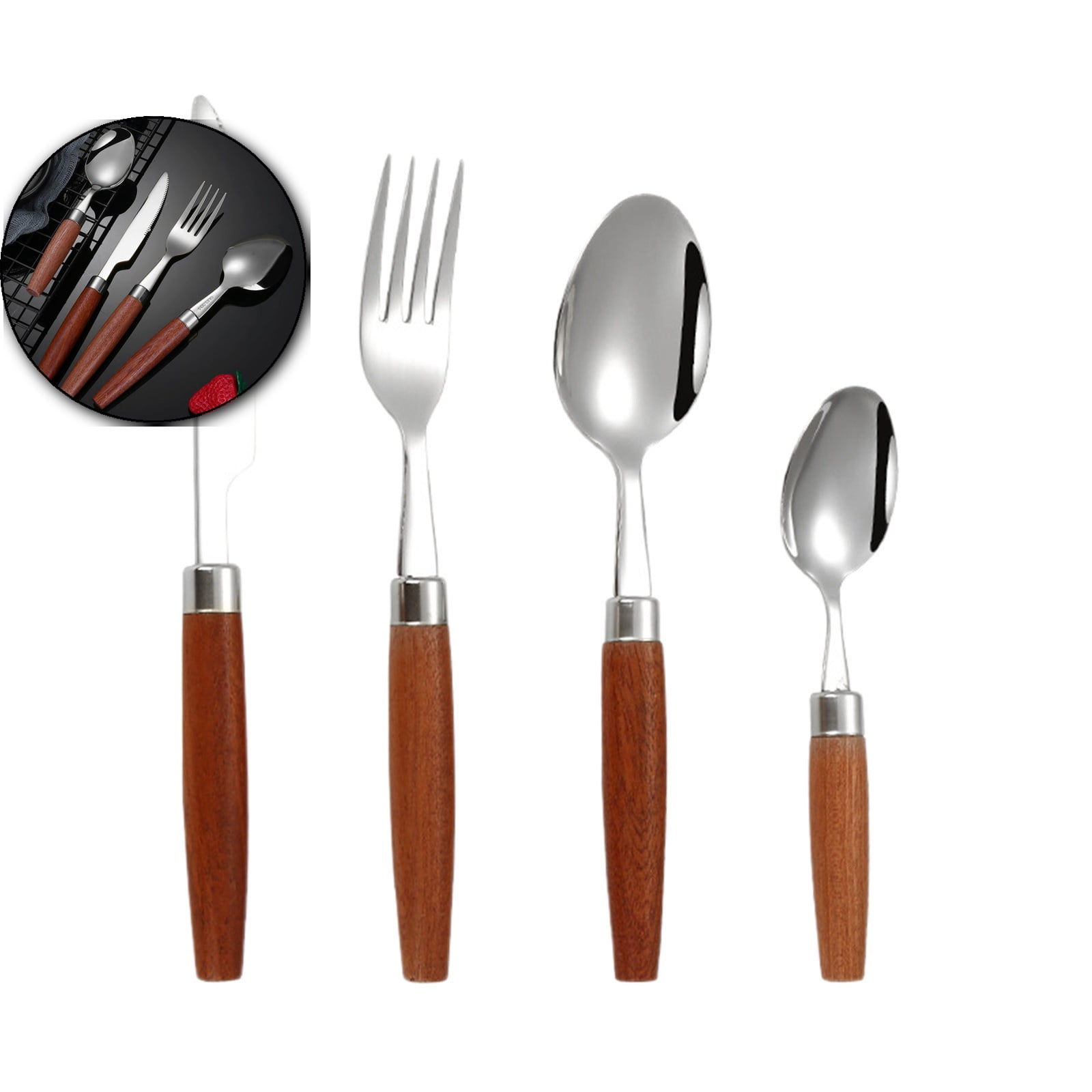 VQPeo Silverware Set with Cake Fork, Stainless Steel Flatware Cutlery ...